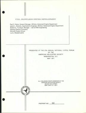 VTOL Propulsion System Development - Vertical Flight Library & Store