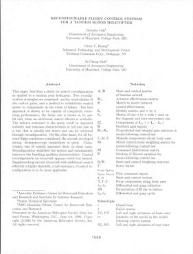 Reconfigurable Flight Control Systems for a Tandem Rotor Helicopter ...