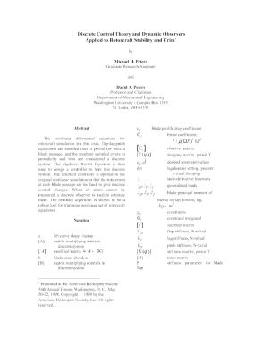 Discrete Control Theory and Dynamic Observers Applied to Rotorcraft ...