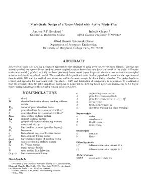 Mach-Scale Design of a Rotor-Model with Active Blade Tips - Vertical ...
