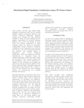 Distributed Flight Simulation Architecture using a PC/Linux Cluster ...