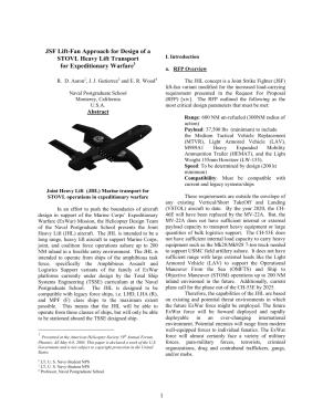 JSF Lift-Fan Approach for Design of a STOVL Heavy Lift Transport for ...