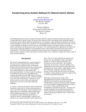 Transforming Army Aviation Software For Network-Centric Warfare ...