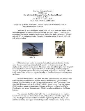 Not All Attack Helicopter Tactics Are Created Equal: Cobras at War ...
