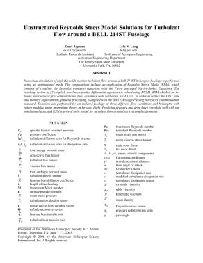 Unstructured Reynolds Stress Model Solutions for Turbulent Flow Around ...