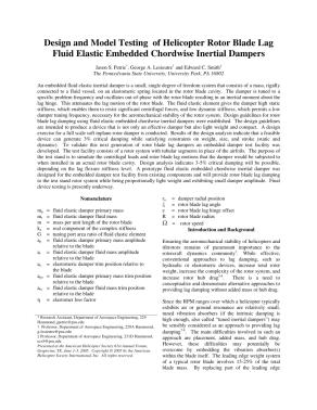 Design and Model Testing of Helicopter Rotor Blade Lag Fluid Elastic ...