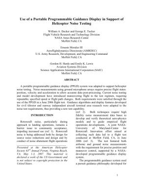 Use of a Portable Programmable Guidance Display in Support of ...