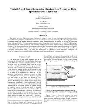 Variable Speed Transmission Using a Planetary Gear System for High ...