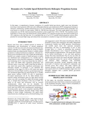 Dynamics of a Variable Speed Hybrid Electric Helicopter Propulsion ...