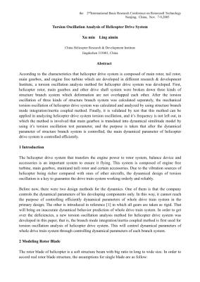 Torsion Oscillation Analysis of Helicopter Drive System - Vertical ...