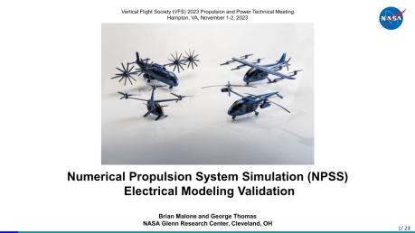 Numerical Propulsion System Simulation (NPSS) Electric Modeling ...