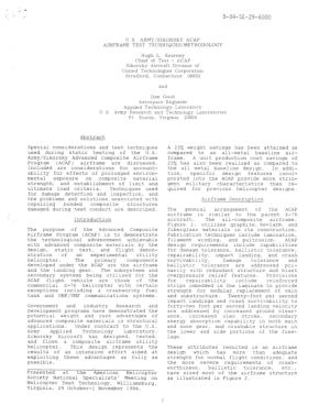 U.S. Army/Sikorsky ACAP Airframe Test Techniques/Methodology - Vertical ...