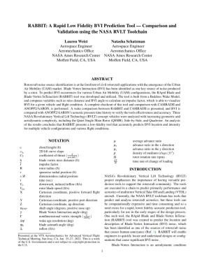RABBIT: A Rapid Low Fidelity BVI Prediction Tool Comparison and ...