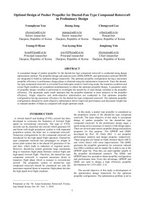 Optimal Design of Pusher Propeller for Ducted-Fan Type Compound ...