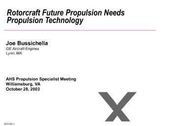 Rotorcraft Future Propulsion Needs Propulsion Technology - Vertical ...
