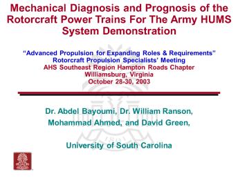 Mechanical Diagnosis and Prognosis of the Rotorcraft Power Trains For ...