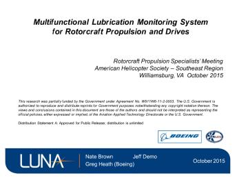 Multifunctional Lubrication Monitoring System for Rotorcraft Propulsion ...